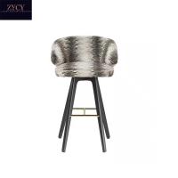 China Metal High Legged Bar Chair Luxury Bar Furniture Italian Style Solid Wood Backrest Stool for sale