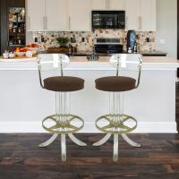 China Rotating Bar Stool Luxury Bar Furniture Gold Stainless Steel Counter Height Adjustable High Back Footrest for sale