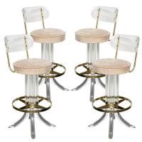 China Rotating Bar Stool Luxury Bar Furniture Gold Stainless Steel Counter Height Adjustable High Back Footrest for sale