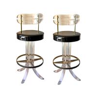 China Rotating Bar Stool Luxury Bar Furniture Gold Stainless Steel Counter Height Adjustable High Back Footrest for sale