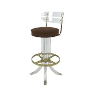 China Rotating Bar Stool Luxury Bar Furniture Gold Stainless Steel Counter Height Adjustable High Back Footrest for sale