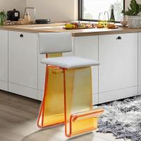 China Orange Acrylic Bar Chair Luxury Bar Furniture Leather Seat Back Lightweight Eco Friendly Waterproof for sale