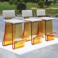 China Orange Acrylic Bar Chair Luxury Bar Furniture Leather Seat Back Lightweight Eco Friendly Waterproof for sale
