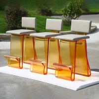 China Orange Acrylic Bar Chair Luxury Bar Furniture Leather Seat Back Lightweight Eco Friendly Waterproof for sale