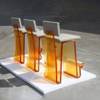 China Orange Acrylic Bar Chair Luxury Bar Furniture Leather Seat Back Lightweight Eco Friendly Waterproof for sale