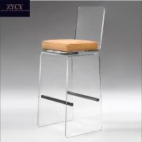 China High Acrylic Transparent Bar Stool Luxury Bar Furniture Leather Back Adjustable Family for sale