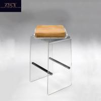 China High Acrylic Transparent Bar Stool Luxury Bar Furniture Leather Back Adjustable Family for sale