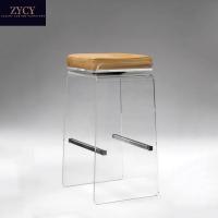 China High Acrylic Transparent Bar Stool Luxury Bar Furniture Leather Back Adjustable Family for sale