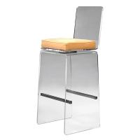 China High Acrylic Transparent Bar Stool Luxury Bar Furniture Leather Back Adjustable Family for sale