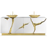 China Gold Crack Design Wash Basin Luxury Bathroom Furniture Customized Creative Metal Bathtub for sale