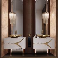 China Gold Crack Design Wash Basin Luxury Bathroom Furniture Customized Creative Metal Bathtub for sale