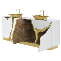 China Gold Crack Design Wash Basin Luxury Bathroom Furniture Customized Creative Metal Bathtub for sale