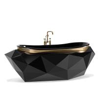 China Black Gold Diamond Cut Freestanding Bathtub Luxury Bathroom Furniture Stainless Steel Special Shaped for sale