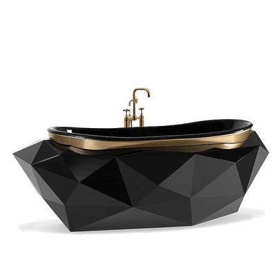 China Black Gold Diamond Cut Freestanding Bathtub Luxury Bathroom Furniture Stainless Steel Special Shaped for sale