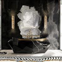 China Black Gold Diamond Cut Freestanding Bathtub Luxury Bathroom Furniture Stainless Steel Special Shaped for sale