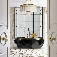 China Black Gold Diamond Cut Freestanding Bathtub Luxury Bathroom Furniture Stainless Steel Special Shaped for sale
