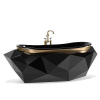 China Black Gold Diamond Cut Freestanding Bathtub Luxury Bathroom Furniture Stainless Steel Special Shaped for sale
