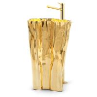 China Italian Column Hand Basin Luxury Bathroom Furniture Modern Stainless Steel Designer Style for sale
