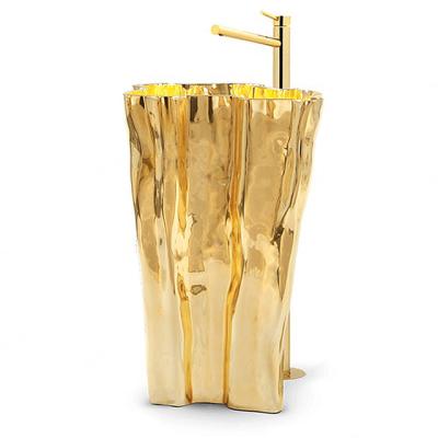 China Italian Column Hand Basin Luxury Bathroom Furniture Modern Stainless Steel Designer Style for sale