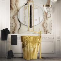 China Italian Column Hand Basin Luxury Bathroom Furniture Modern Stainless Steel Designer Style for sale