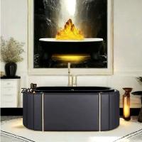 China Modern Oval Ceramic Bathtub Designer High End Freestanding Bath Basin for Home for sale