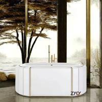 China Modern Oval Ceramic Bathtub Designer High End Freestanding Bath Basin for Home for sale