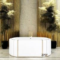 China Modern Oval Ceramic Bathtub Designer High End Freestanding Bath Basin for Home for sale