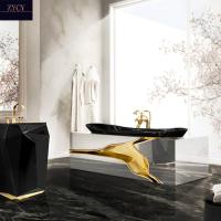 China Floor Crack Marble Bathtub Italian Stainless Steel High End Luxury Bathroom for sale