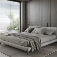 China Fluffy Lamb Wool Bed Luxury Bedroom Furniture Cream Modern Decorative Double Design for sale