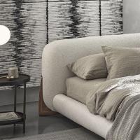 China Fluffy Lamb Wool Bed Luxury Bedroom Furniture Cream Modern Decorative Double Design for sale