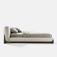 China Fluffy Lamb Wool Bed Luxury Bedroom Furniture Cream Modern Decorative Double Design for sale