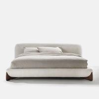 China Fluffy Lamb Wool Bed Luxury Bedroom Furniture Cream Modern Decorative Double Design for sale
