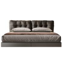 China Large Wooden Suspended Bed Luxury Bedroom Furniture Italian Leather Villa Modern Style for sale