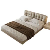 China Large Wooden Suspended Bed Luxury Bedroom Furniture Italian Leather Villa Modern Style for sale