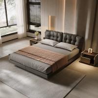 China Large Wooden Suspended Bed Luxury Bedroom Furniture Italian Leather Villa Modern Style for sale