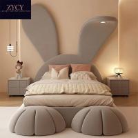 China Girl's bedroom modern fleece fabric soft rabbit bed with cartoon design for sale
