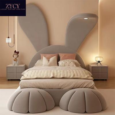 China Girl's bedroom modern fleece fabric soft rabbit bed with cartoon design for sale