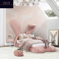 China Girl's bedroom modern fleece fabric soft rabbit bed with cartoon design for sale