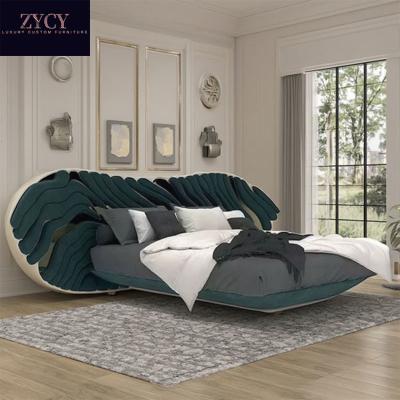 China Matte Leather Bed Luxury Bedroom Furniture 1.8 Meter High End Home Design for sale