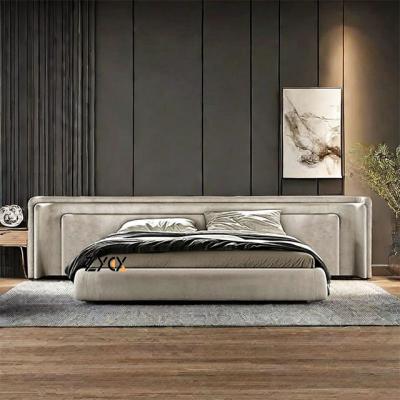 China Microfiber Leather Double Bed Luxury Bedroom Furniture Italian Modern Matte Creative Style for sale