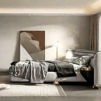 China Microfiber Leather Double Bed Luxury Bedroom Furniture Italian Modern Matte Creative Style for sale