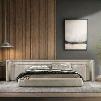 China Microfiber Leather Double Bed Luxury Bedroom Furniture Italian Modern Matte Creative Style for sale