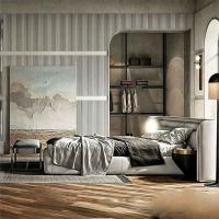 China Microfiber Leather Double Bed Luxury Bedroom Furniture Italian Modern Matte Creative Style for sale