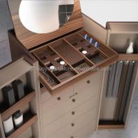 China Wooden Dressing Table Luxury Bedroom Furniture Mirror Enclosed Jewelry Storage Custom Design for sale