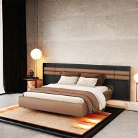 China Villa Microfiber Leather Master Bed Luxury Bedroom Furniture Italian Modern Design for sale