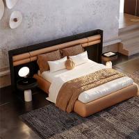 China Villa Microfiber Leather Master Bed Luxury Bedroom Furniture Italian Modern Design for sale