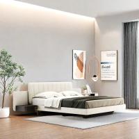 China Upholstered Solid Wood Leather Double Bed Luxury Bedroom Furniture Modern Headboard Design for sale