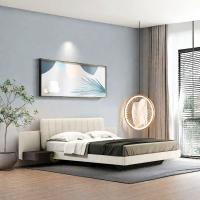 China Upholstered Solid Wood Leather Double Bed Luxury Bedroom Furniture Modern Headboard Design for sale