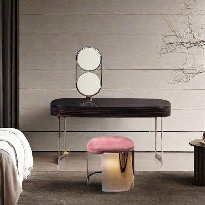 China Designer Solid Wood Dressing Table Luxury Bedroom Furniture Standing LED Light Mirror for sale