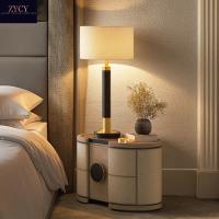 China Italian Solid Wood Luxury Bedroom Furniture Smart Marble Bedside Table for Hotel Home for sale